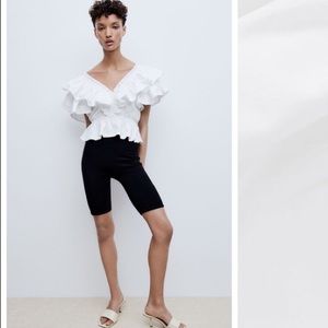 Zara | Tops | Zara White Ruffle Top | Poshmark